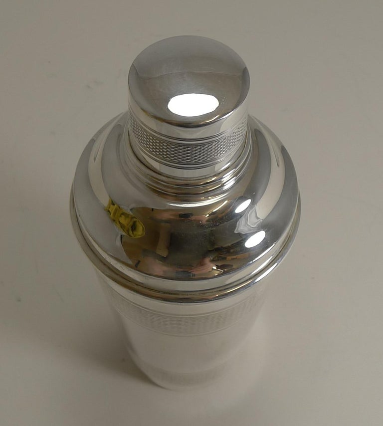 Vintage Art Deco Silver Plated Cocktail Shaker, Engine Turned ...
