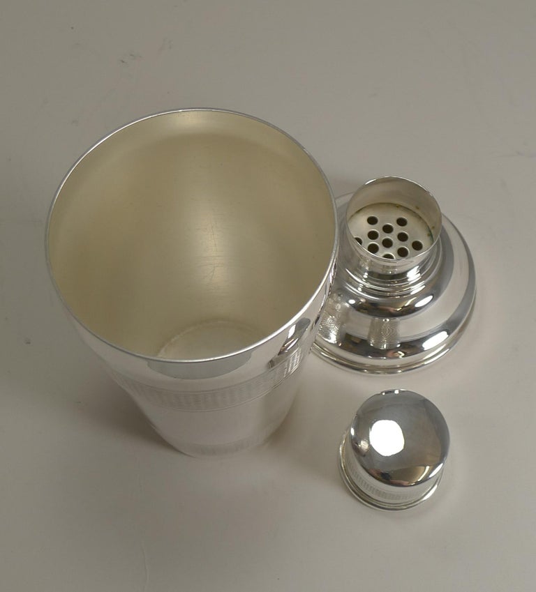 Vintage Art Deco Silver Plated Cocktail Shaker, Engine Turned ...