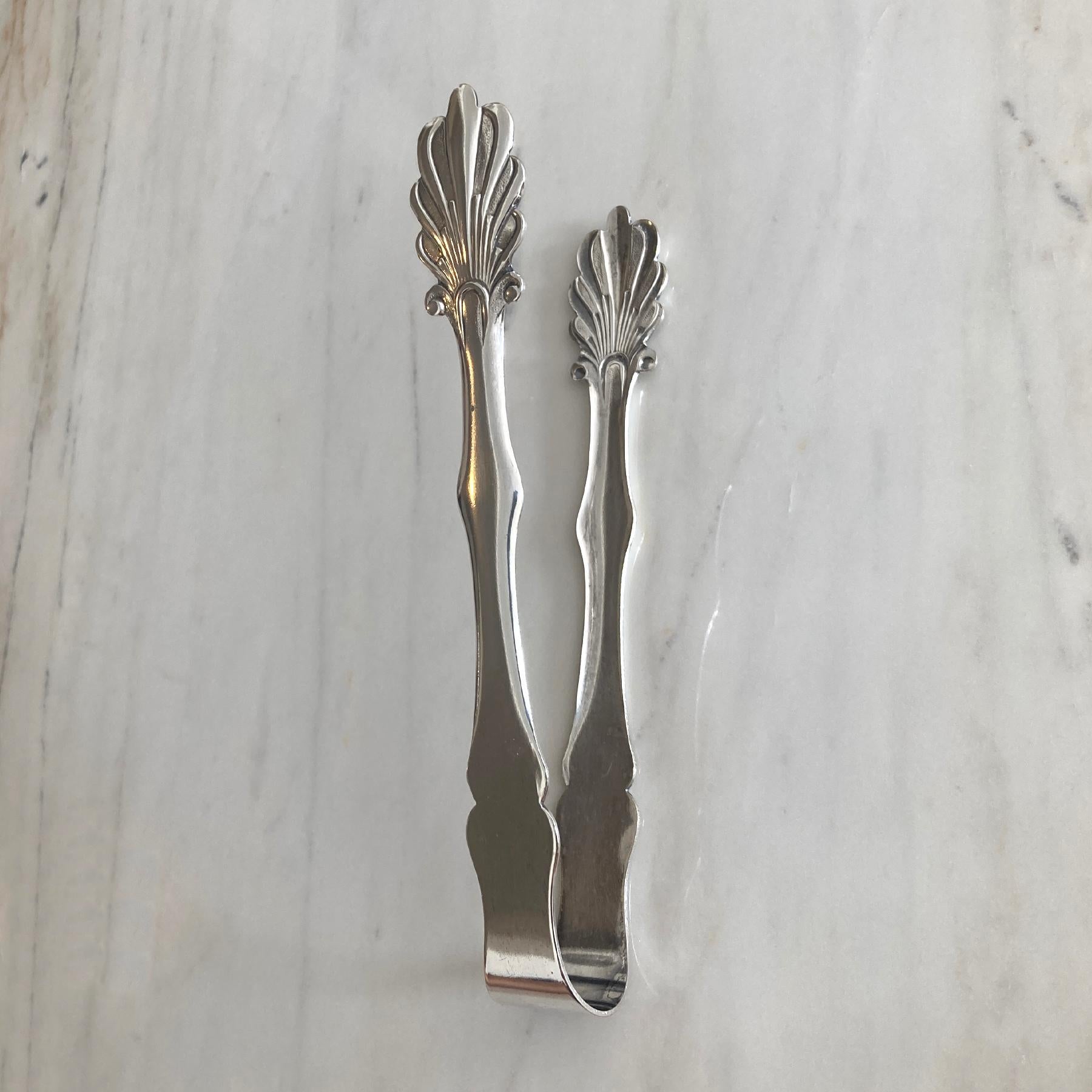 Vintage Art Deco Silverplate Ice Tongs Barware, 1930s For Sale at 1stDibs
