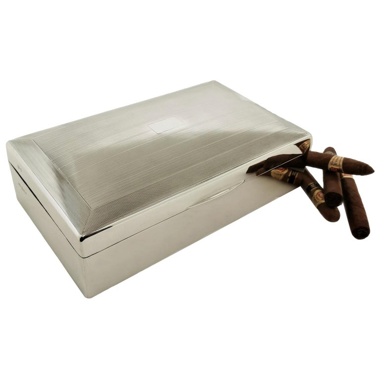 Vintage Art Deco Sterling Silver Cigar Box Cigarette Box, 1927 at 1stDibs