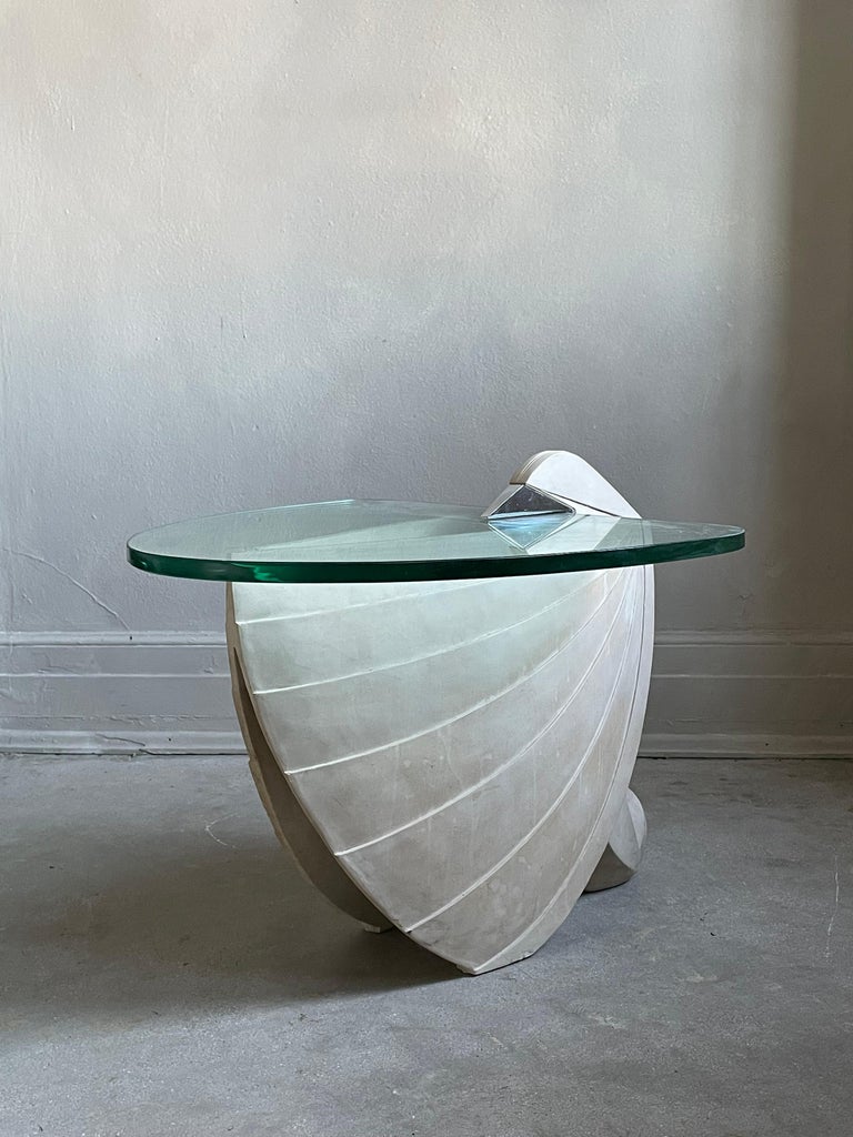 Vintage Art Deco Stone Swan End Table For Sale at 1stDibs