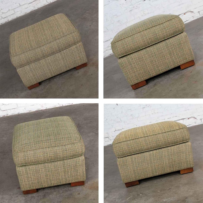 Vintage Art Deco Style Club Chair and Ottoman in Green Tweed by Hickory ...