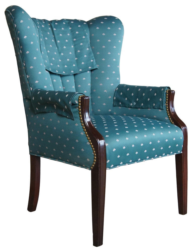 Vintage Art Deco Style Mahogany Channel Back Arm Chair Barrel Library ...