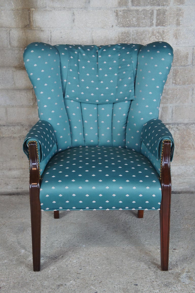 Vintage Art Deco Style Mahogany Channel Back Arm Chair Barrel Library ...