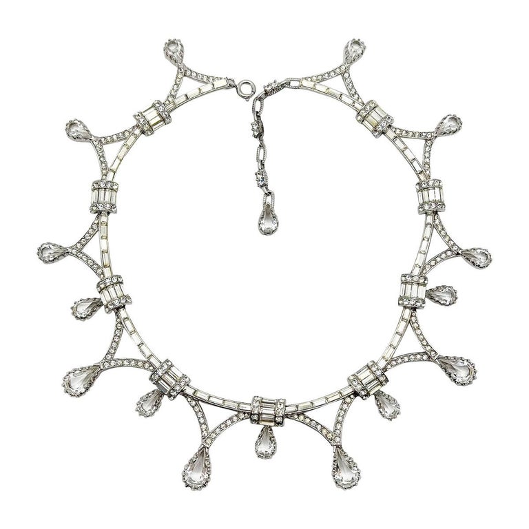 Vintage Art Deco Style Paste Droplet Collar and Earrings 1950s at 1stDibs