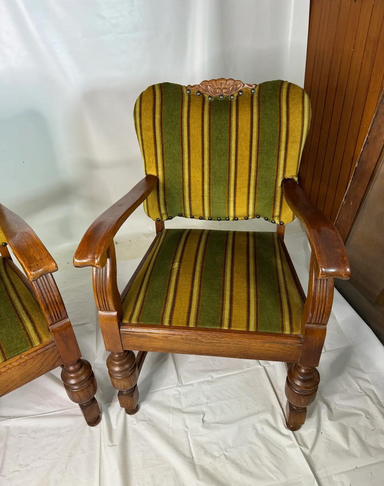 Vintage Art Deco Upholstered Arm Side Chairs - a Pair For Sale at 1stDibs