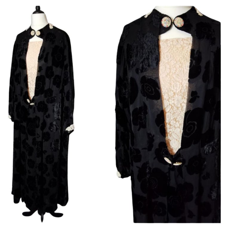 Vintage Art Deco velvet devore dress, drop waisted For Sale at 1stDibs