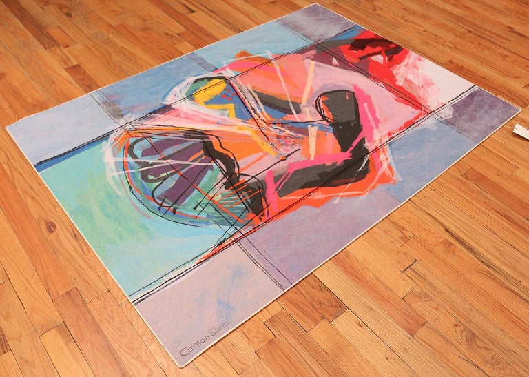 Vintage Art Expressionist Rug by Calman Shemi at 1stDibs