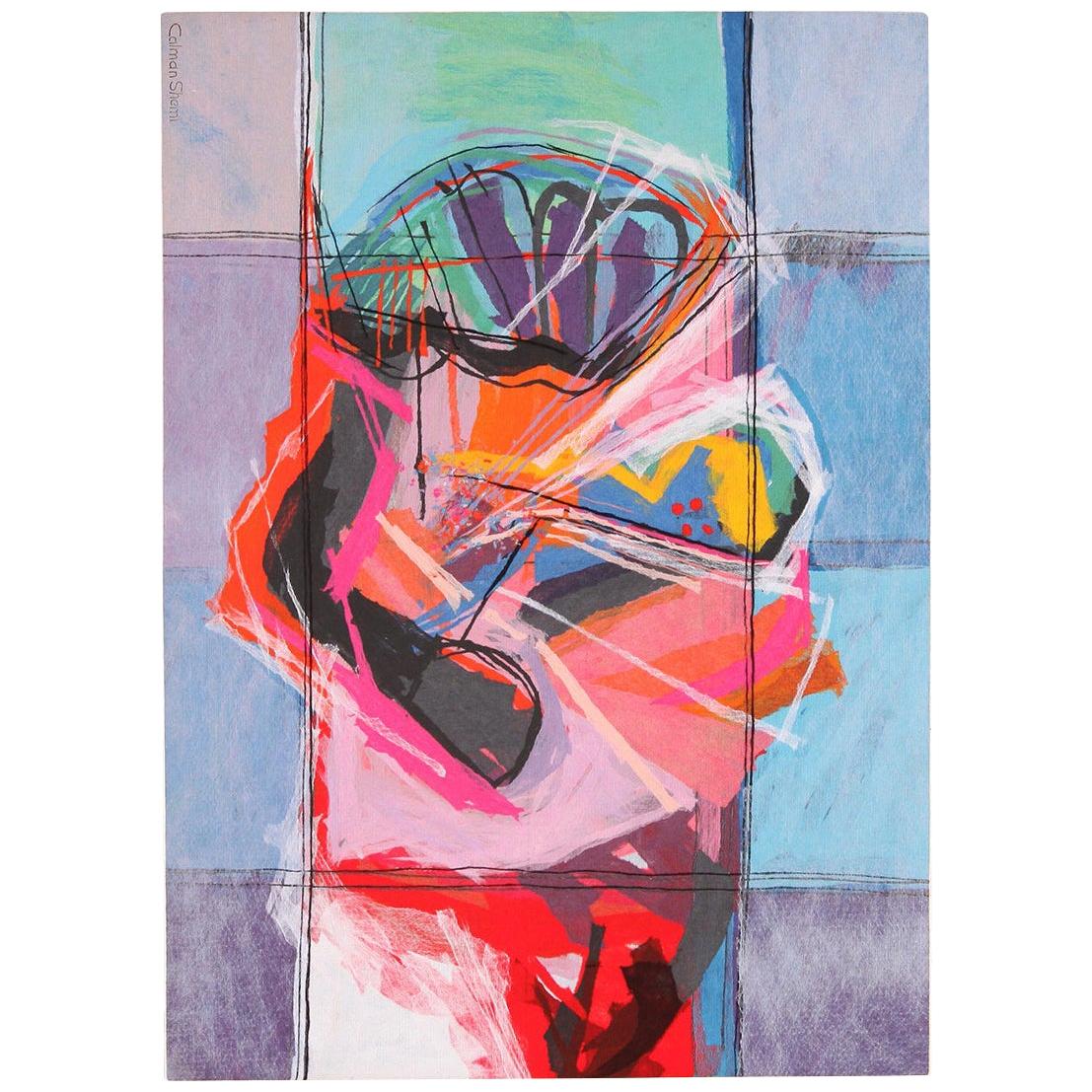 Vintage Art Expressionist Rug by Calman Shemi at 1stDibs