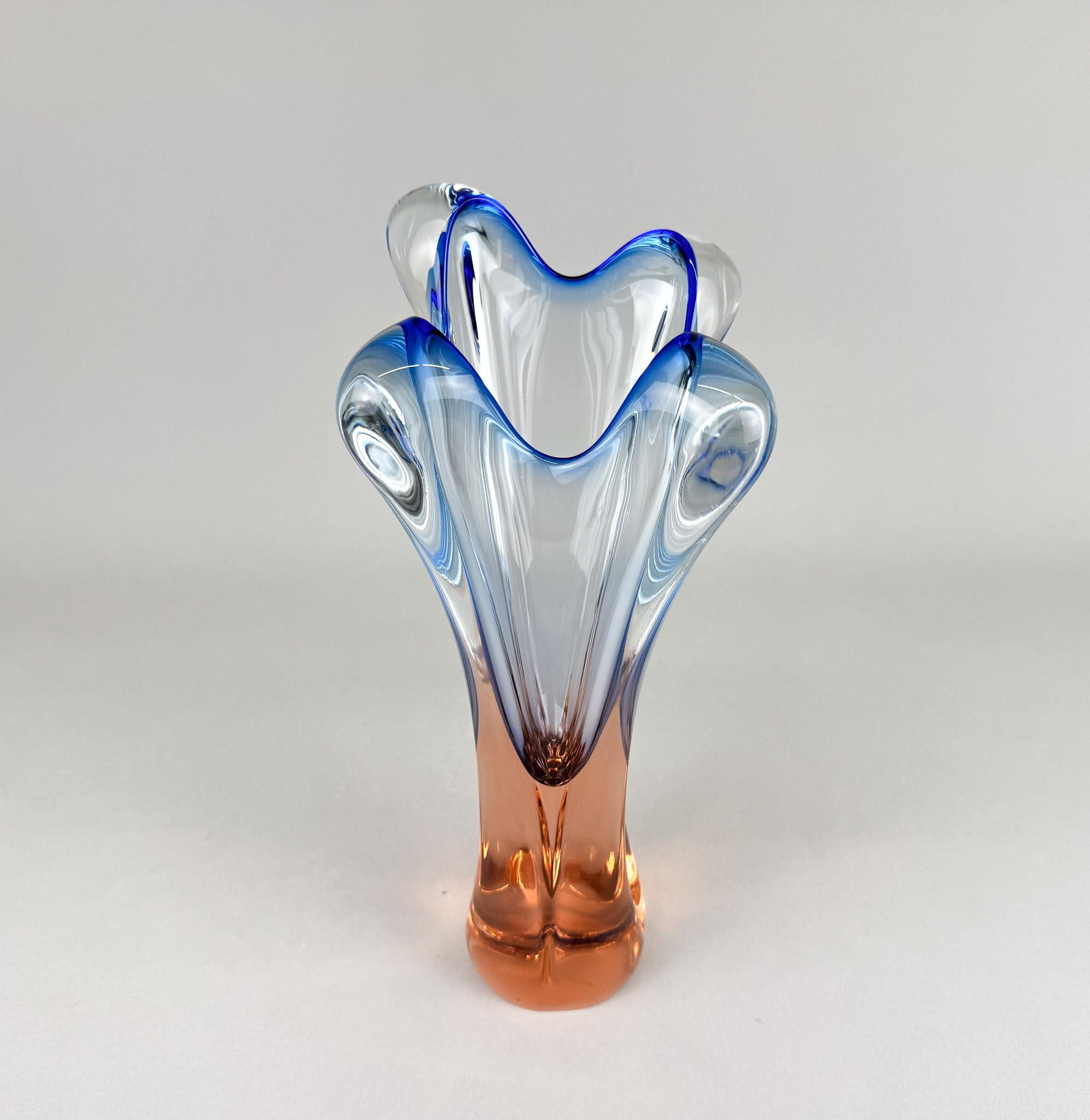 Vintage Art Glass Vase by Glass Designer Josef Hospodka, 1960's For ...
