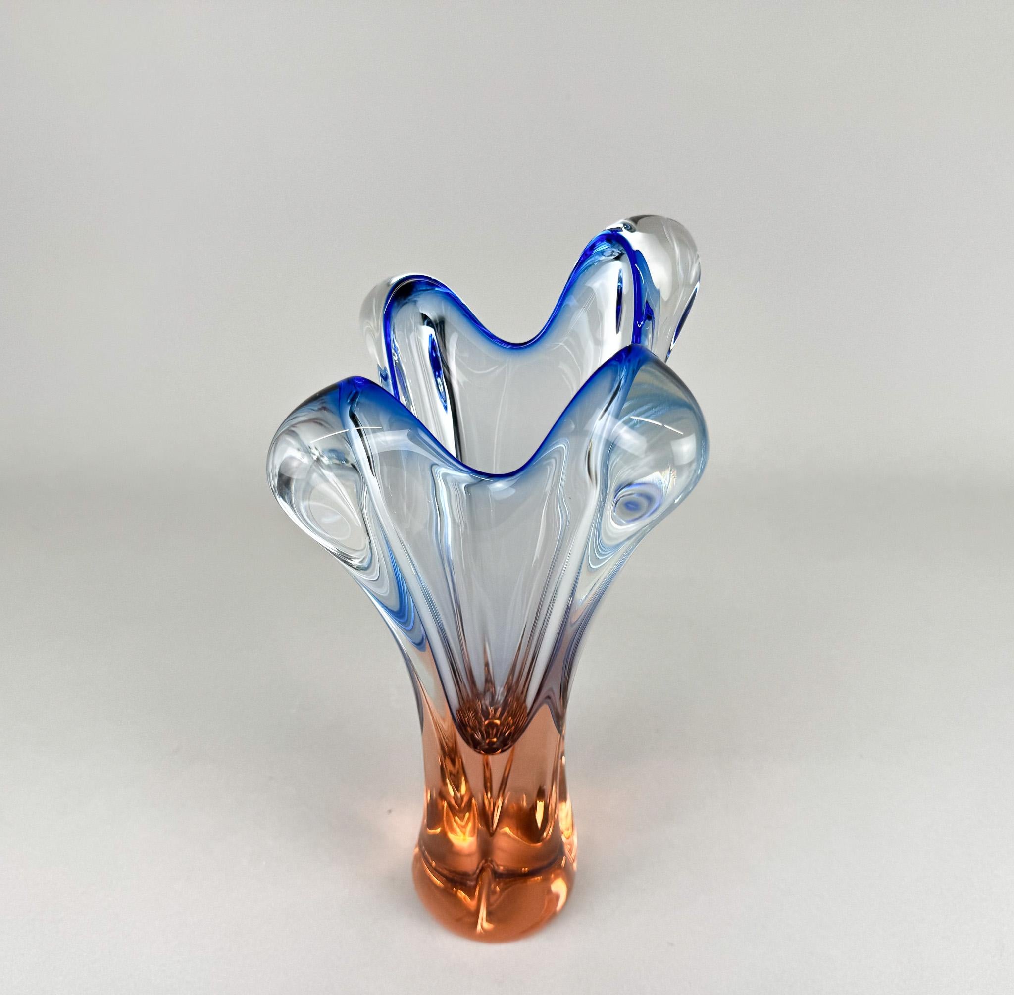 Vintage Art Glass Vase by Glass Designer Josef Hospodka, 1960's For ...