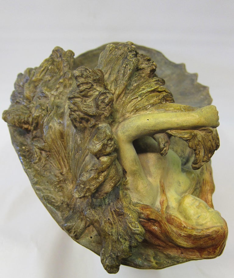 Vintage Art Nouveau Goldscheider Terracotta Centerpiece For Sale at 1stDibs