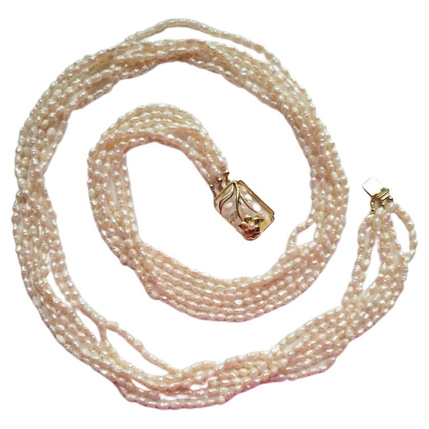 Vintage Multi Strand Seed Pearl Necklace and Bracelet For Sale at 1stDibs