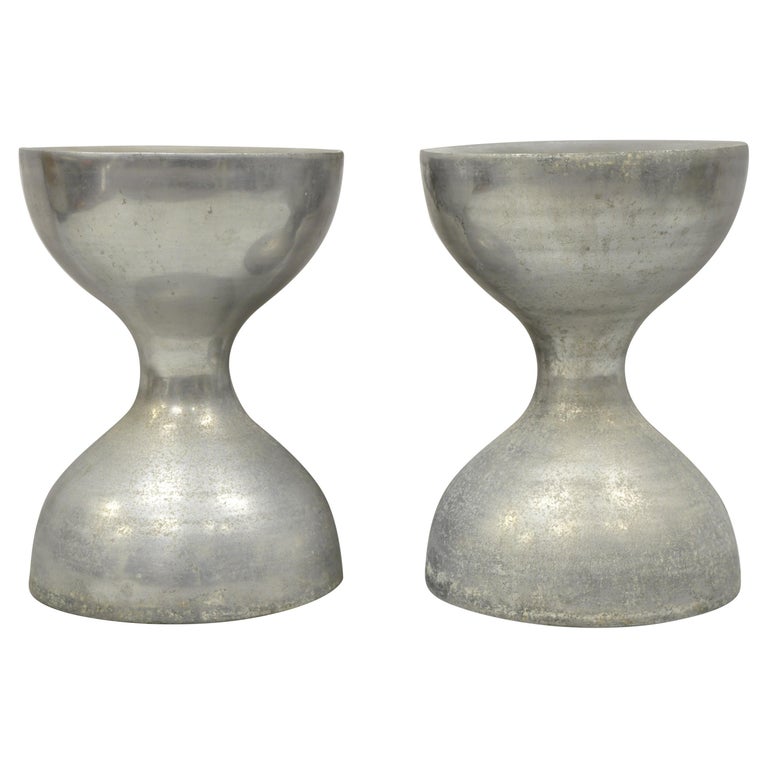 Vintage Arthur Court Cast Aluminum Metal Hourglass Stools Seats, a Pair ...