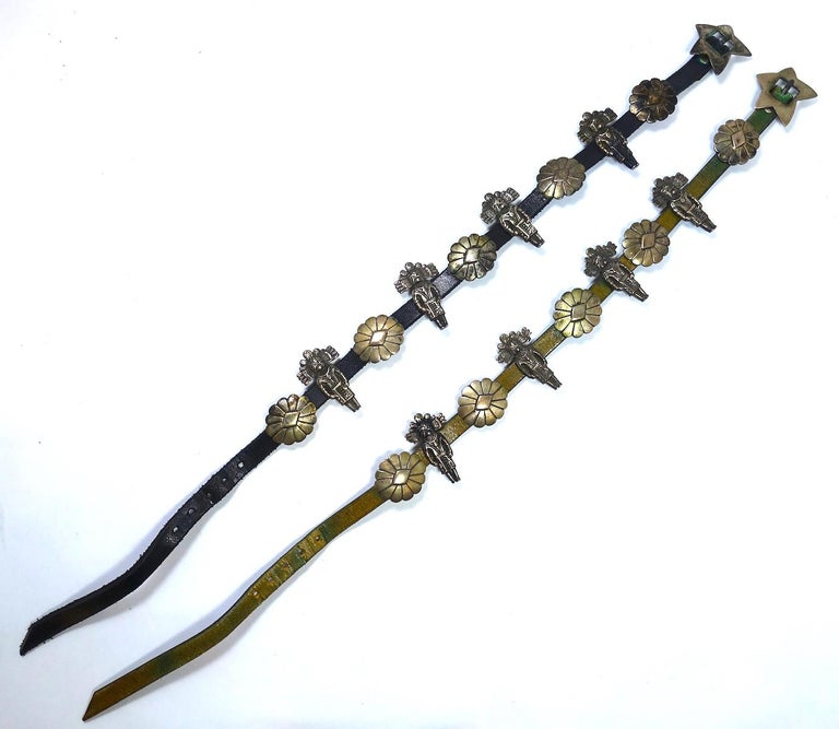 Vintage Arthur Goldstein Sterling Silver and Black, Green Leather Boot ...