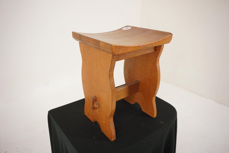 Vintage Arts and Crafts Oak and Maple Wooden Stool, Scotland 1930, H011 ...