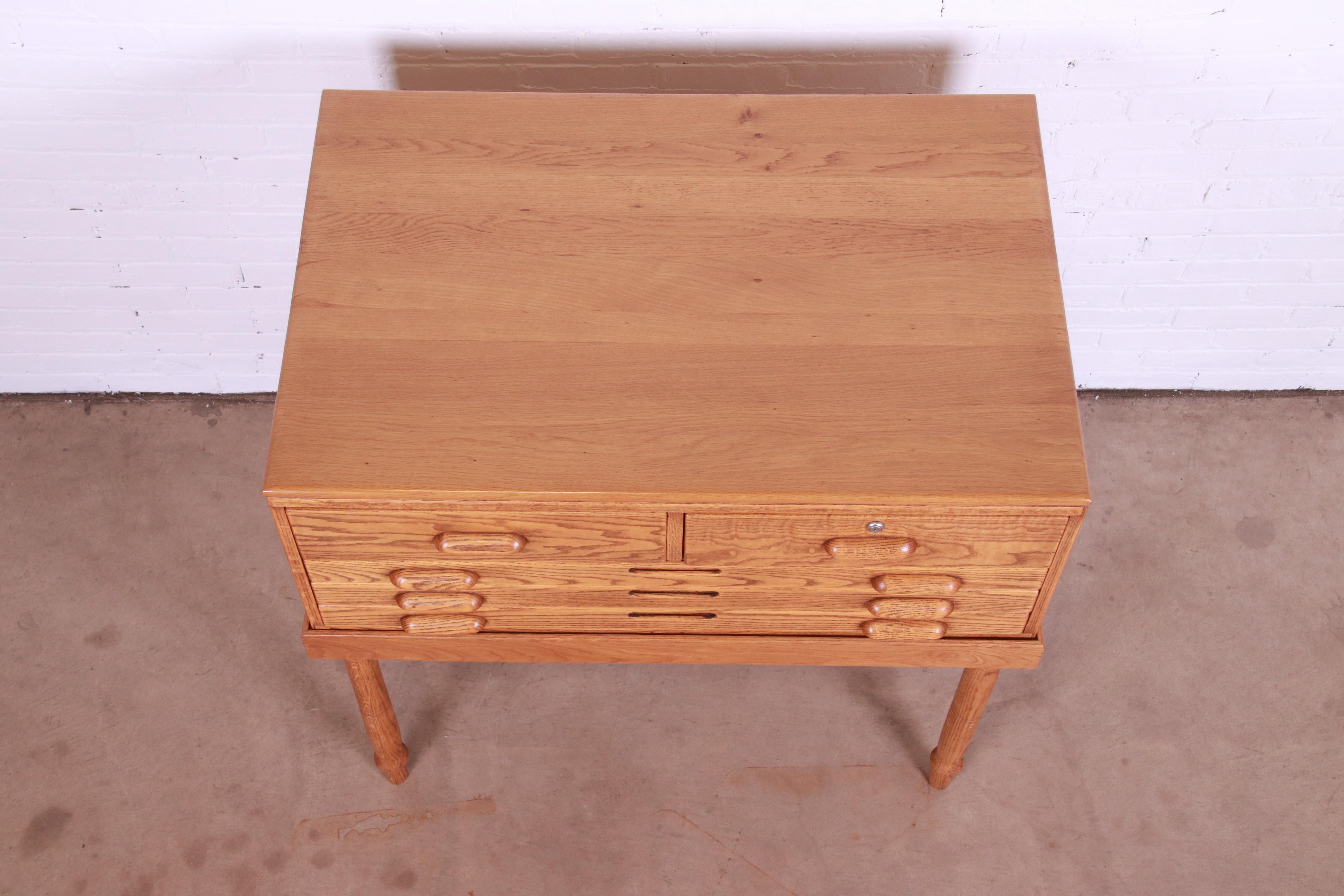 Vintage Arts and Crafts Oak Architect's Blueprint Flat File Cabinet at ...