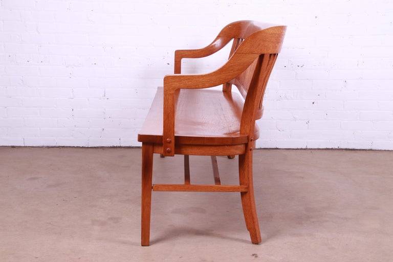 Vintage Arts and Crafts Style Solid Oak Lawyer's Bench at 1stDibs