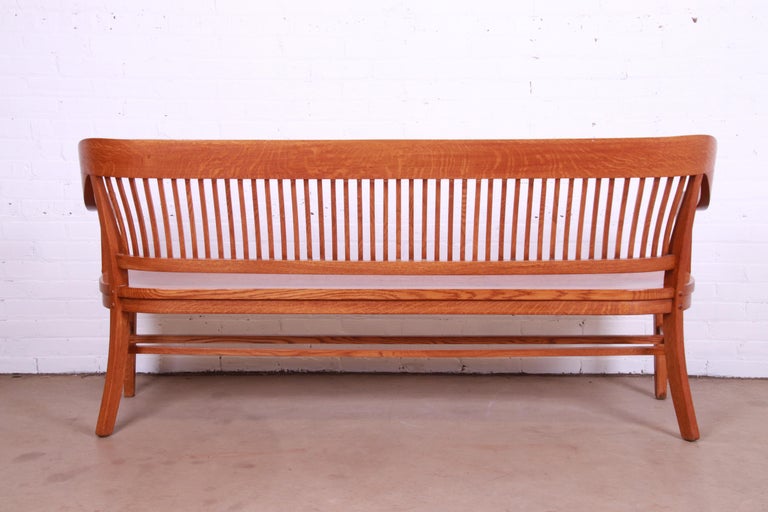 Vintage Arts and Crafts Style Solid Oak Lawyer's Bench at 1stDibs