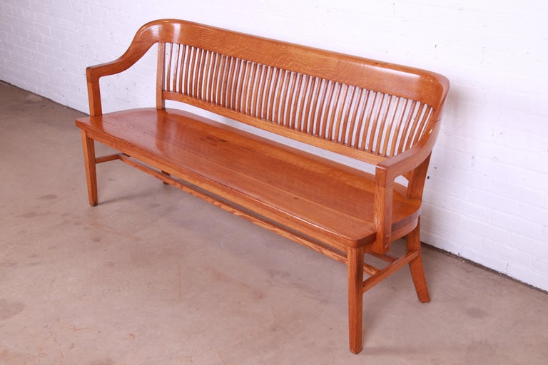 Vintage Arts and Crafts Style Solid Oak Lawyer's Bench at 1stDibs