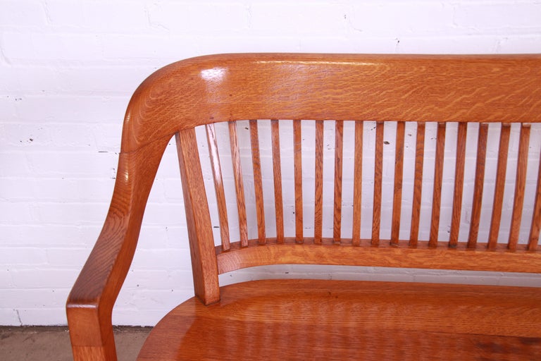 Vintage Arts and Crafts Style Solid Oak Lawyer's Bench at 1stDibs