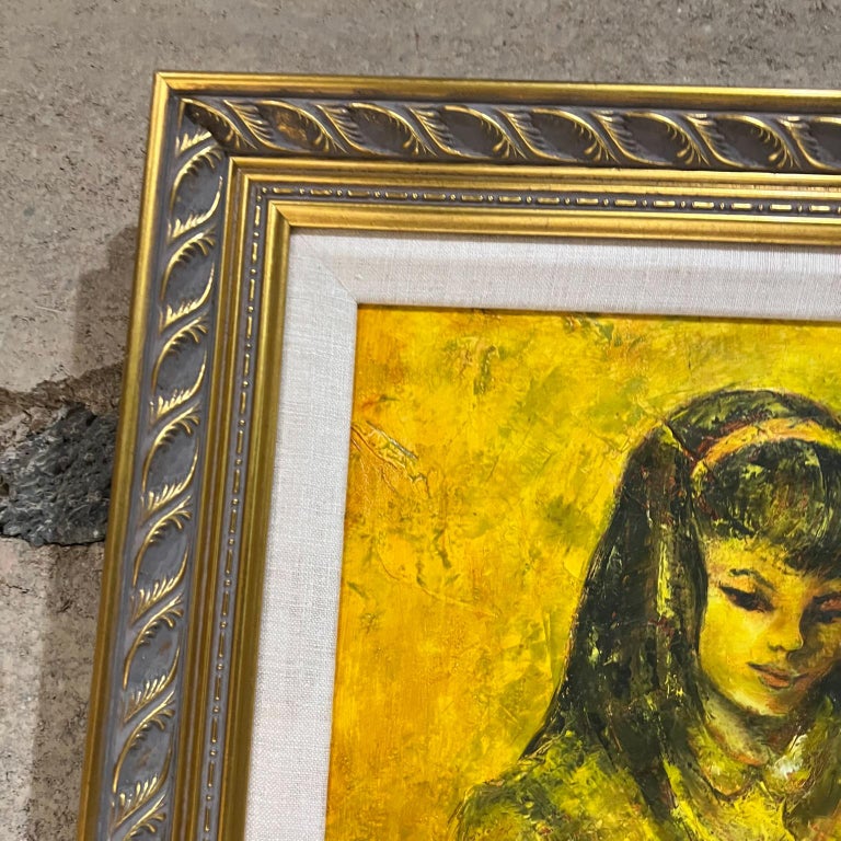 Vintage Artwork Painting Young Mother with Baby Signed Art For Sale at ...
