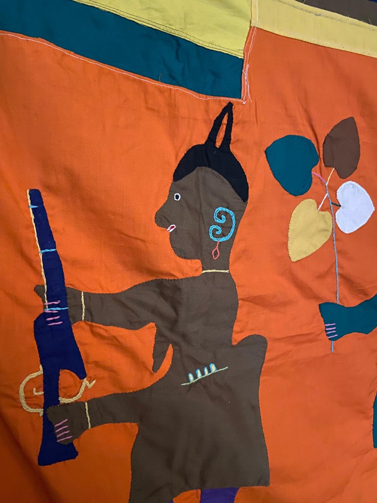 Vintage Asafo Flag in Orange Appliqué Patterns by The Fante People ...