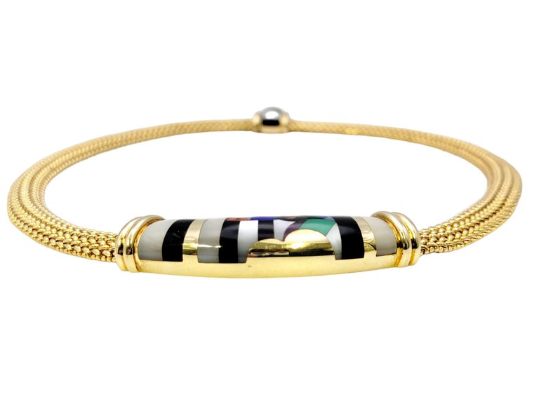 Vintage Asch Grossbardt Mosaic Gemstone and Diamond Inlay Gold Collar ...