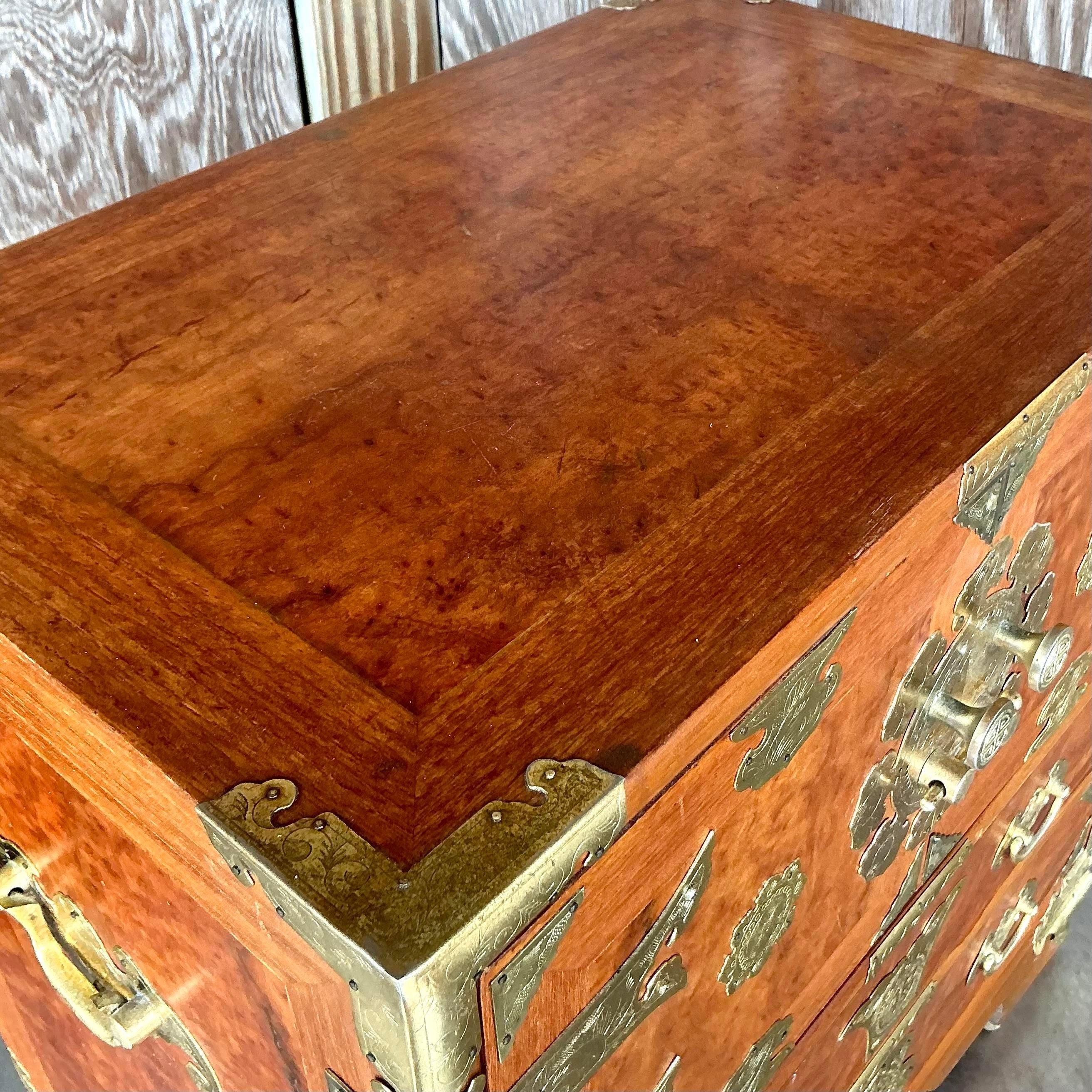 Vintage Asian Burlwood Tansu Chest For Sale at 1stDibs