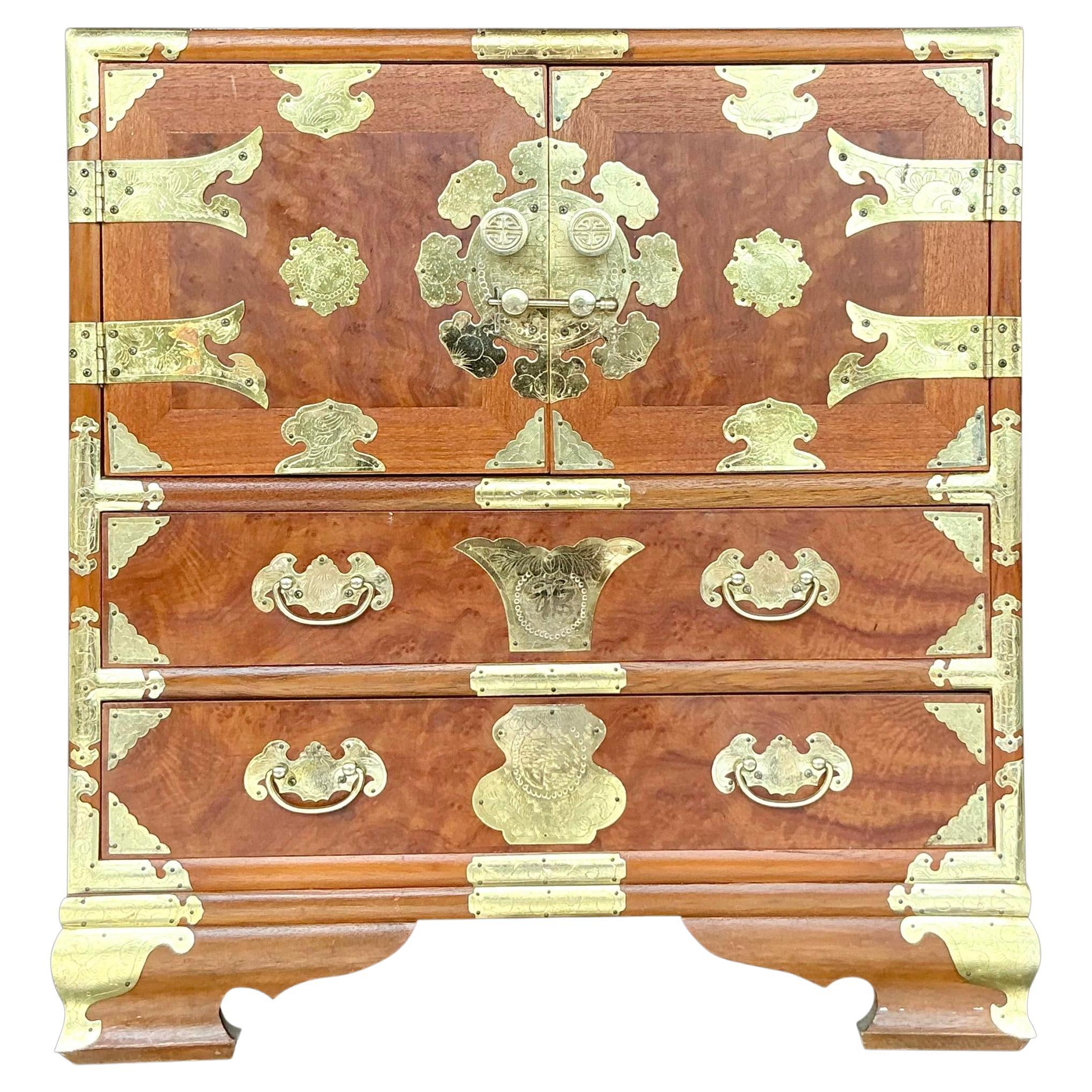 Vintage Asian Burlwood Tansu Chest For Sale at 1stDibs