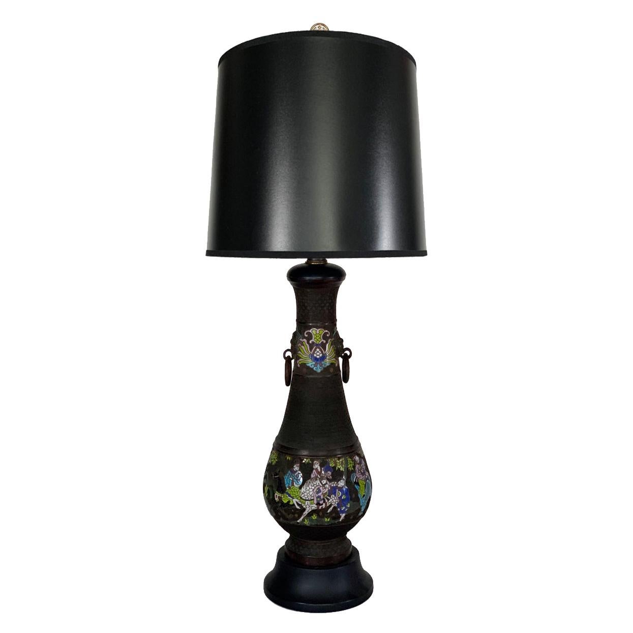 Vintage Asian Cloisonné Table Lamp For Sale at 1stDibs