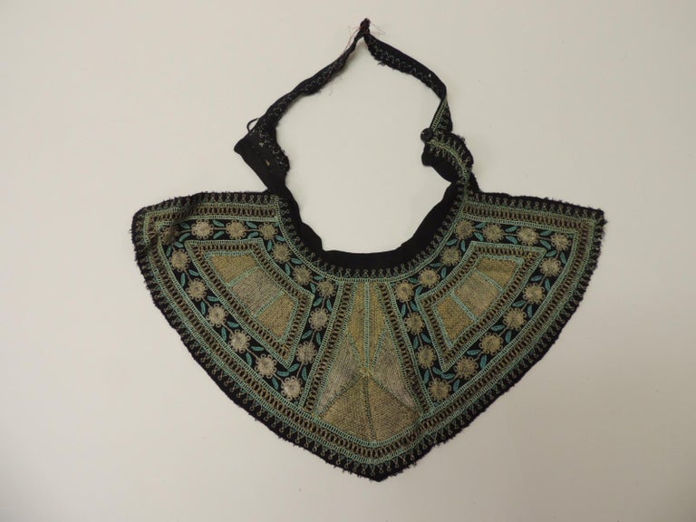 Vintage Asian Embroidered Silk Dress Collar For Sale at 1stDibs