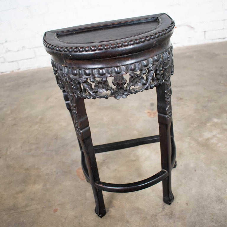 Vintage Asian Half-Moon Console Table Side Table Demilune Table or ...