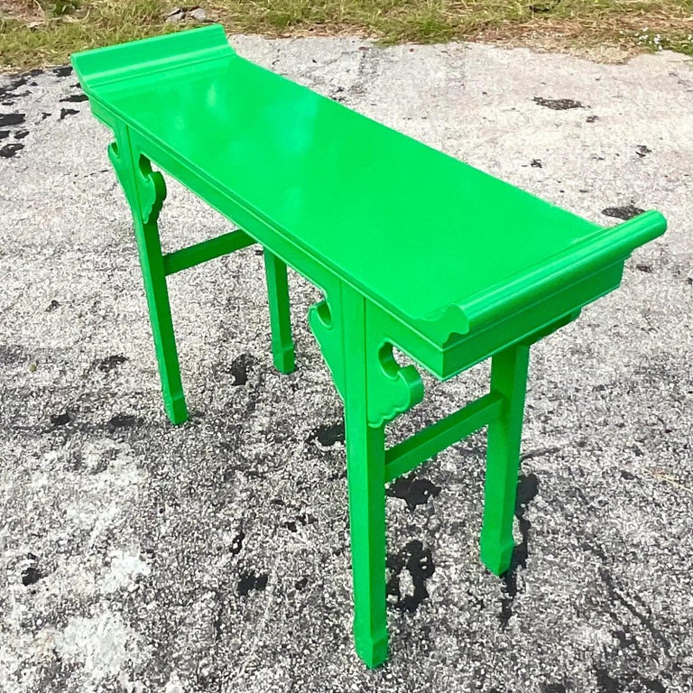 Vintage Asian Lacquered Pagoda Console Table For Sale at 1stDibs