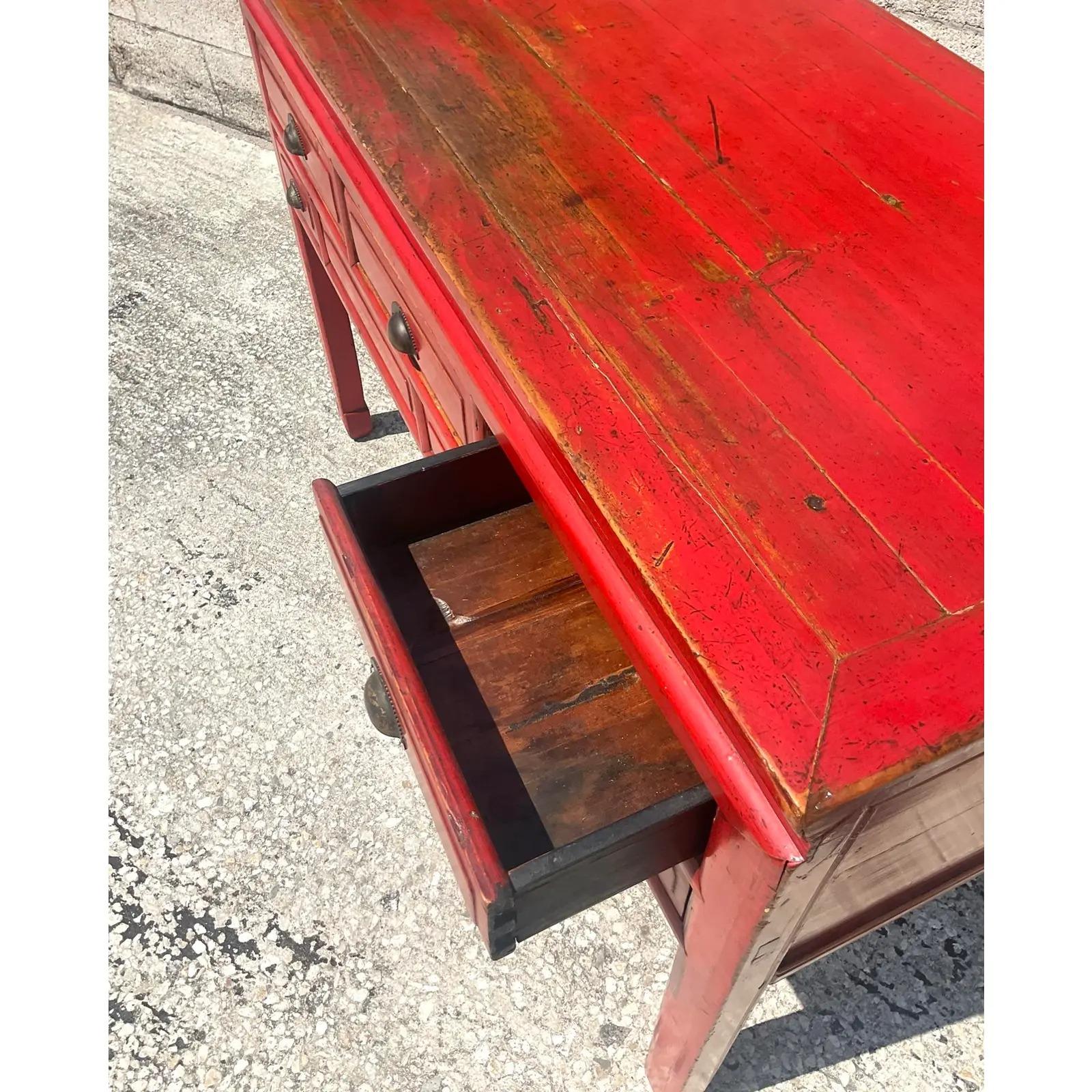 Vintage Asian Reclaimed Wood Lowboy For Sale at 1stDibs