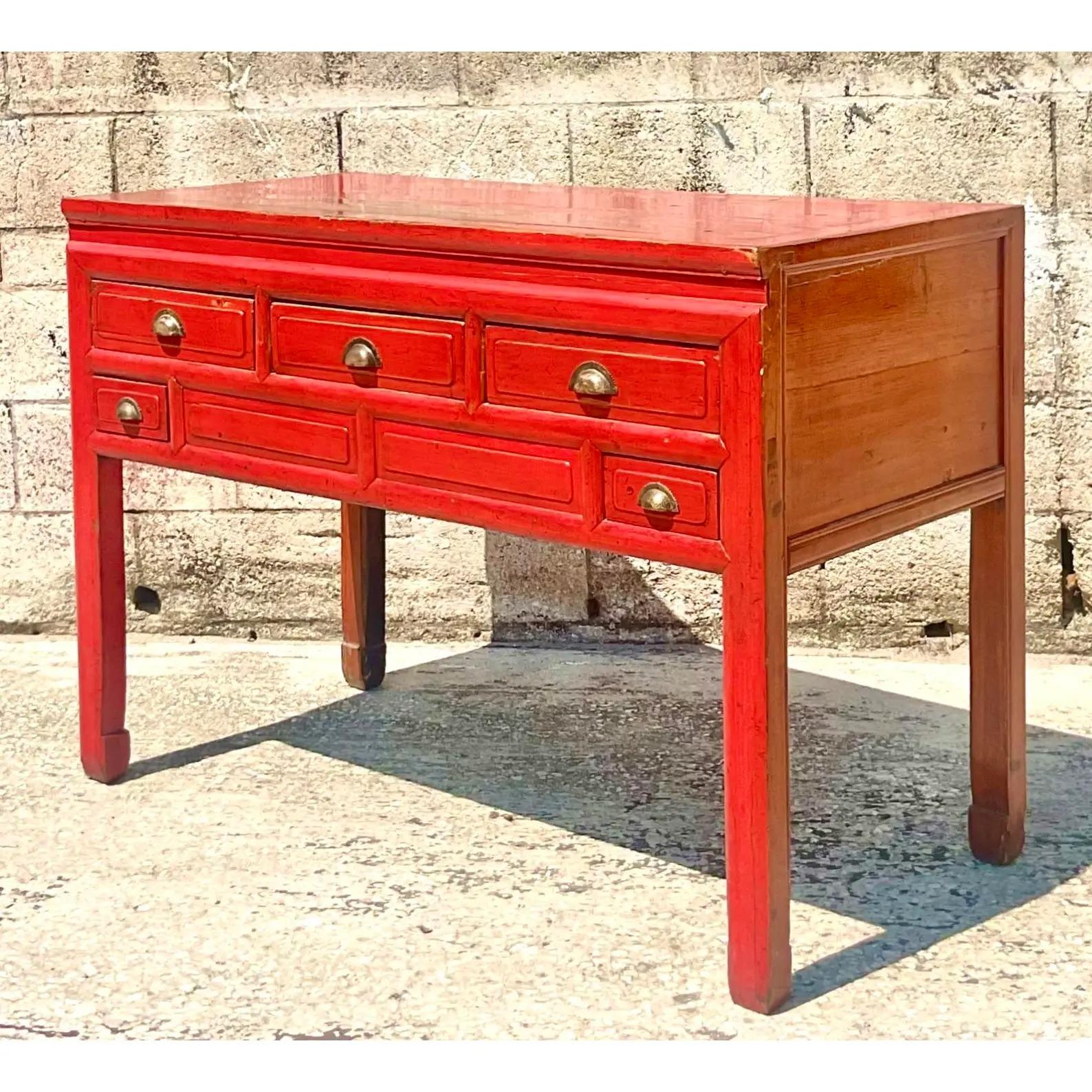 Vintage Asian Reclaimed Wood Lowboy For Sale at 1stDibs