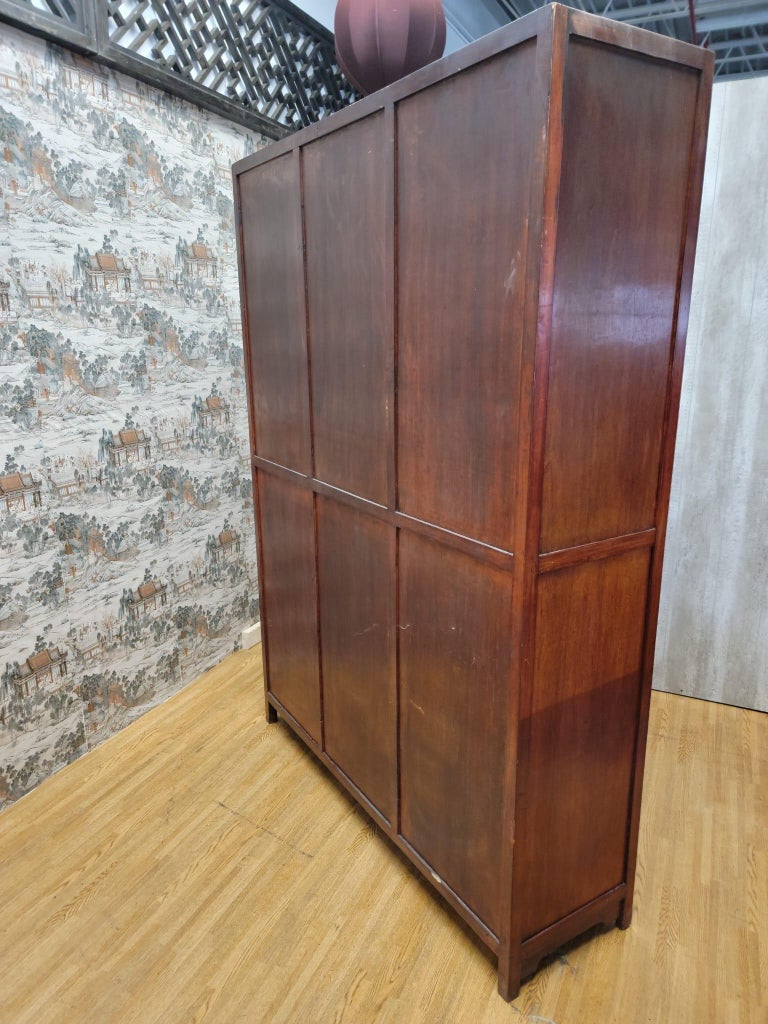 Vintage Chinese Red Lacquered Elmwood Cube Bookcase For Sale at 1stDibs