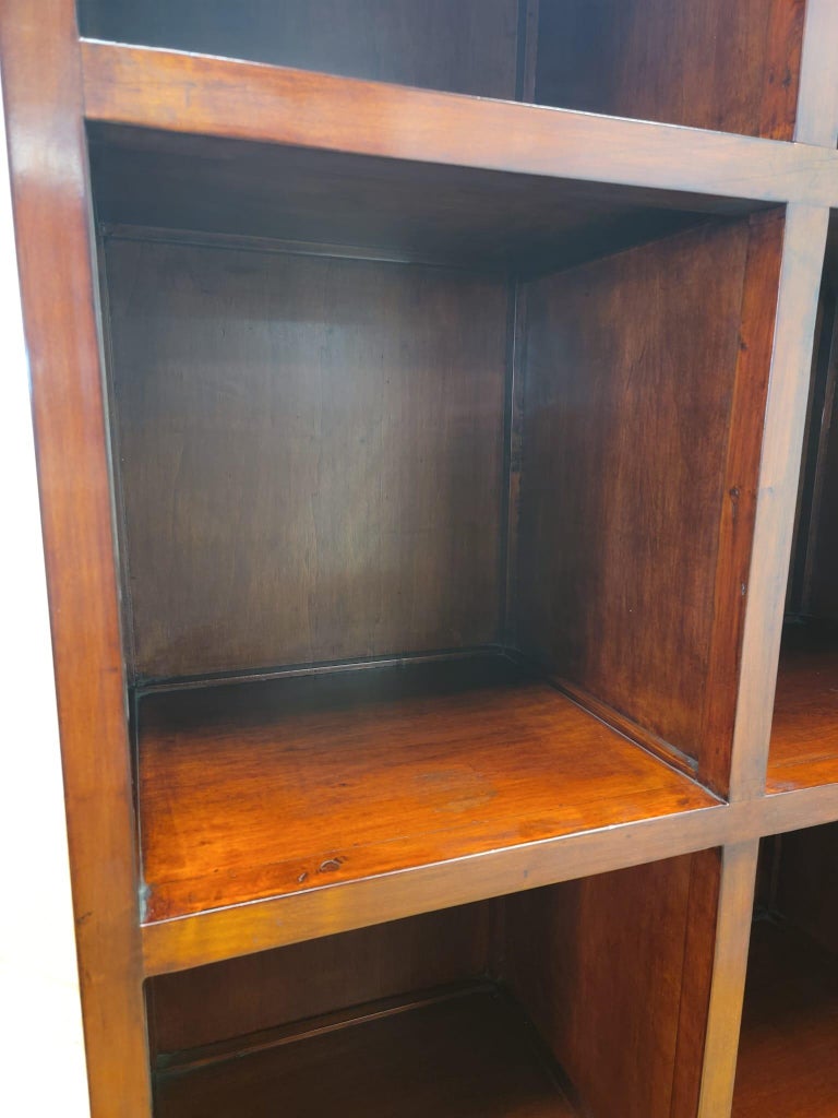 Vintage Chinese Red Lacquered Elmwood Cube Bookcase For Sale at 1stDibs