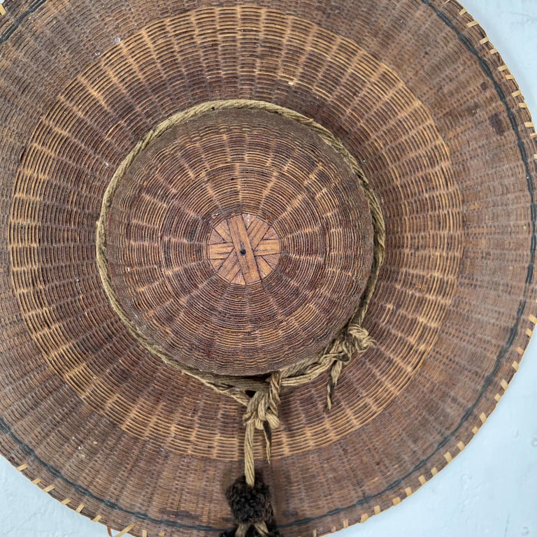 Vintage Asian Traditional Woven Douli Hat Conical Sun Shade Rain Guard ...