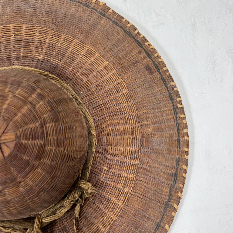 Vintage Asian Traditional Woven Douli Hat Conical Sun Shade Rain Guard ...