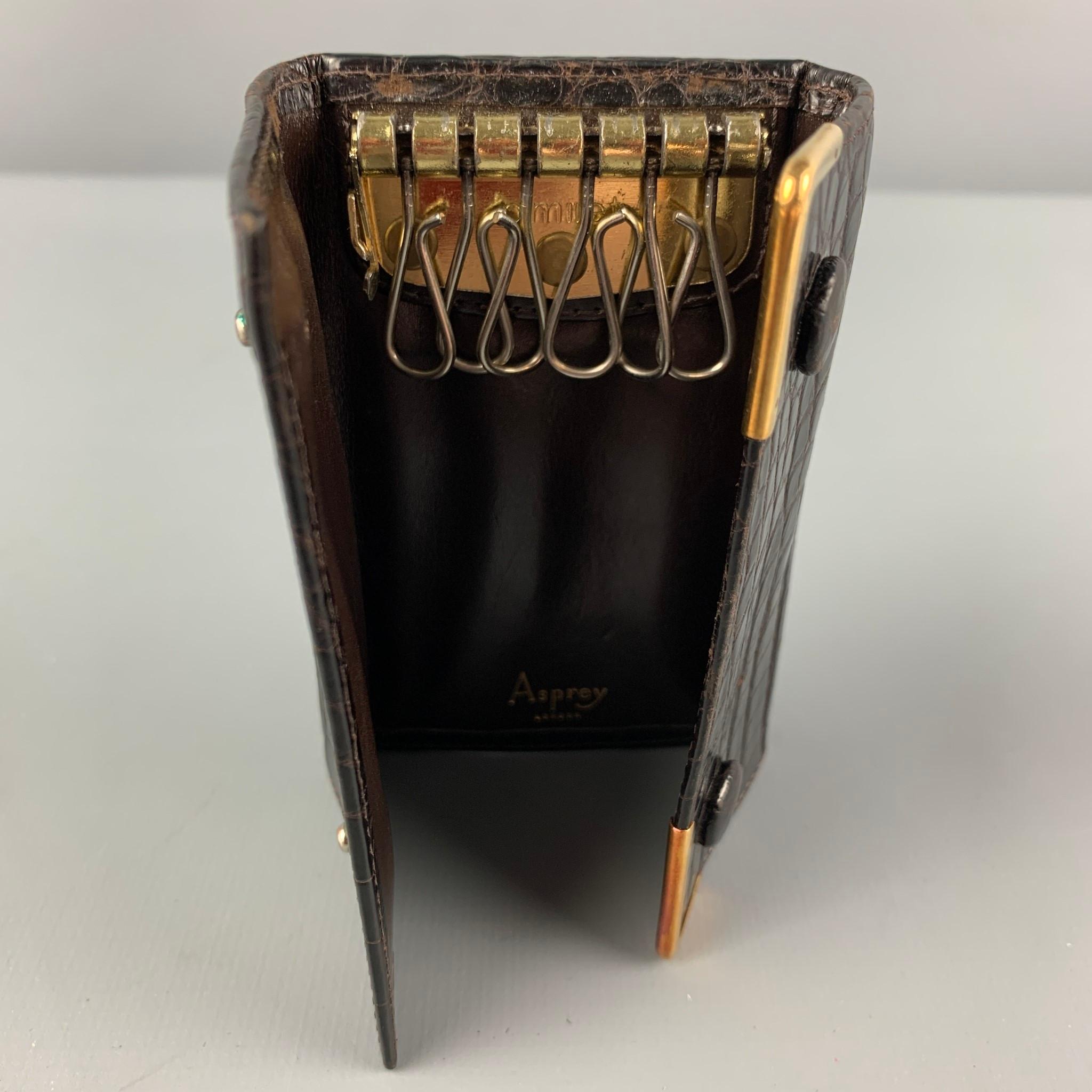 Vintage ASPREY Dark Brown Alligator Leather Key Holder at 1stDibs