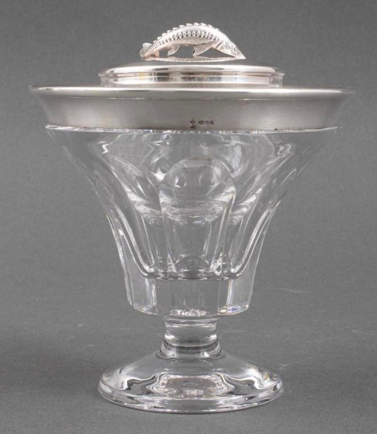 Vintage Asprey London Sterling Silver and Crystal Caviar Server ...