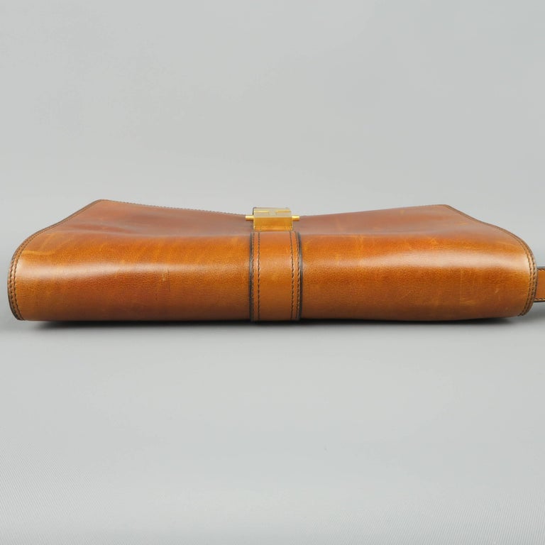 Vintage A.TESTONI Tan Leather Wristlet Clutch at 1stDibs | tan clutch ...