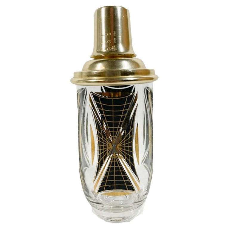 Vintage Atomic Period Cocktail Shaker with Black and Gold Decoration ...