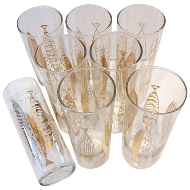Vintage Atomic Period Fred Press Tom Collins Glasses at 1stDibs