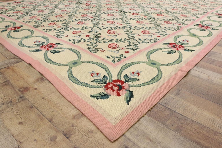 Vintage French Aubusson Floral Trellis Needlepoint Chinese Rug with ...