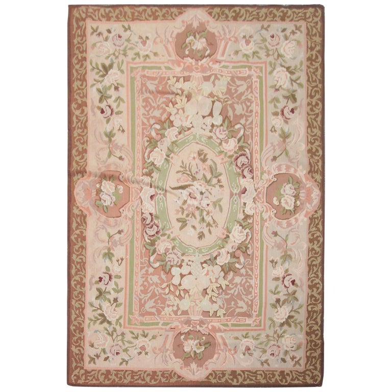 Vintage Aubusson Style Rug French Needlepoint Rug, Handwoven Tapestry ...