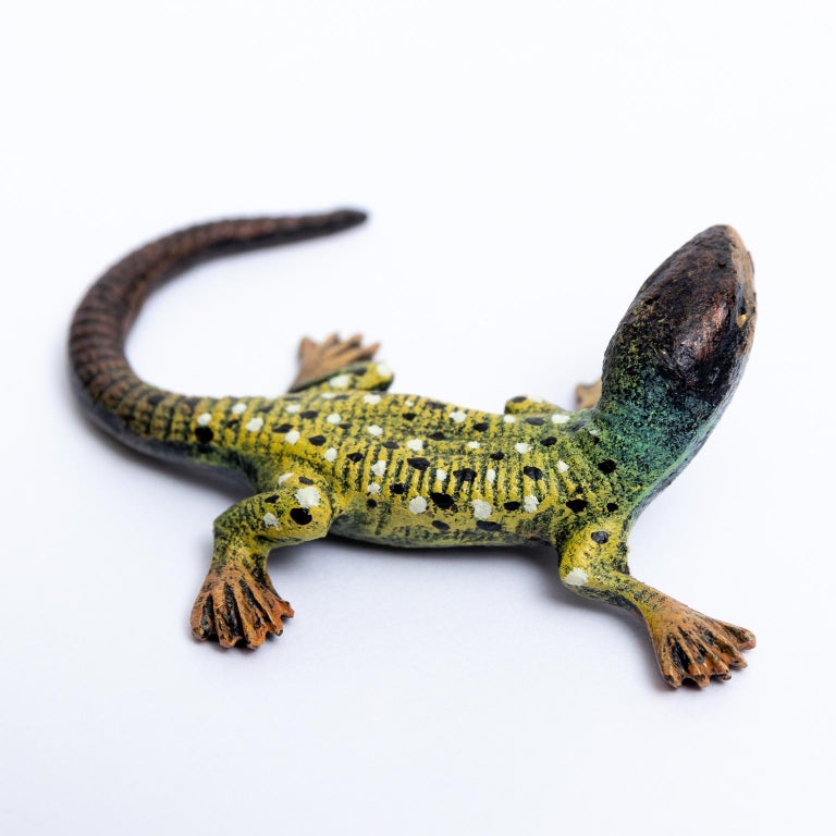 Vintage Austrian Cold Painted Bronze Lizard For Sale at 1stDibs