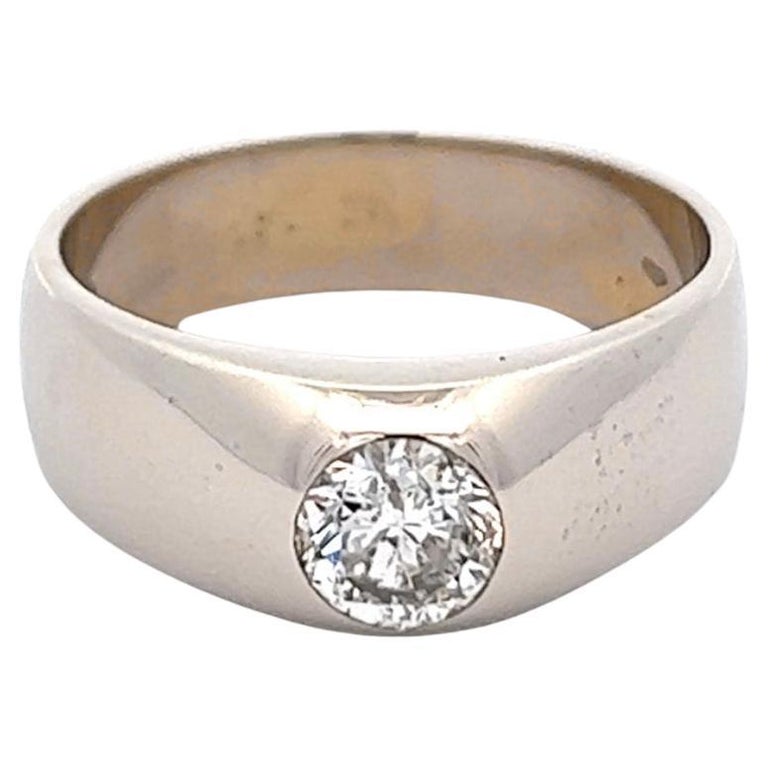 Vintage Austrian Diamond 14 Karat White Gold Bezel Set Solitaire Band ...