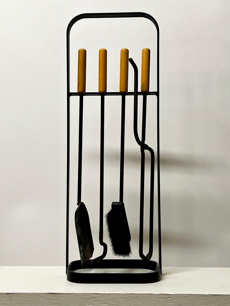 Vintage Austrian Iron and Wood Fireplace Tool Set, c1950s at 1stDibs